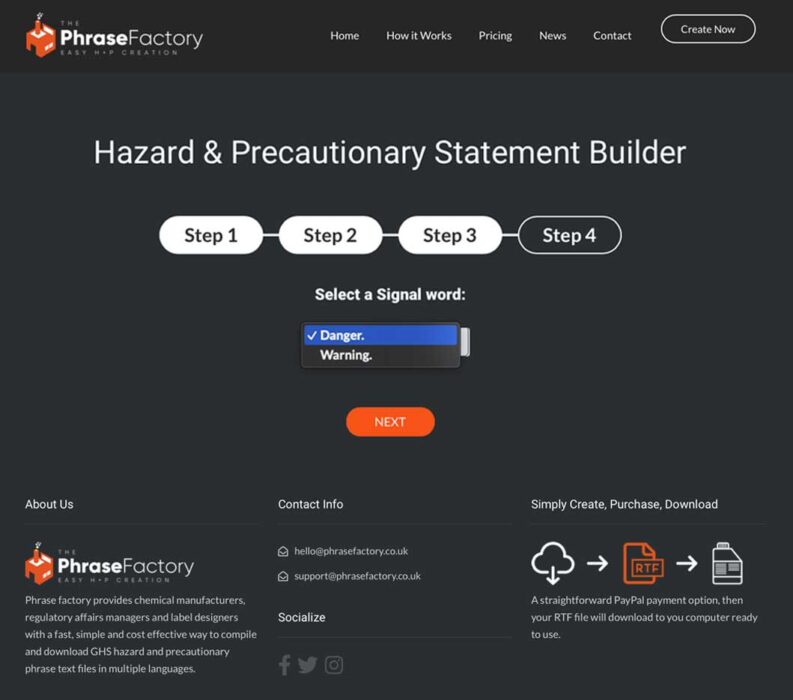 GHS/CLP Hazard & Precautionary Statement Builder by Phase Factory